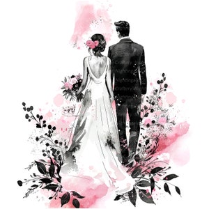 12 Abstract Wedding Couple Clipart, Printable Watercolor Clipart, High ...