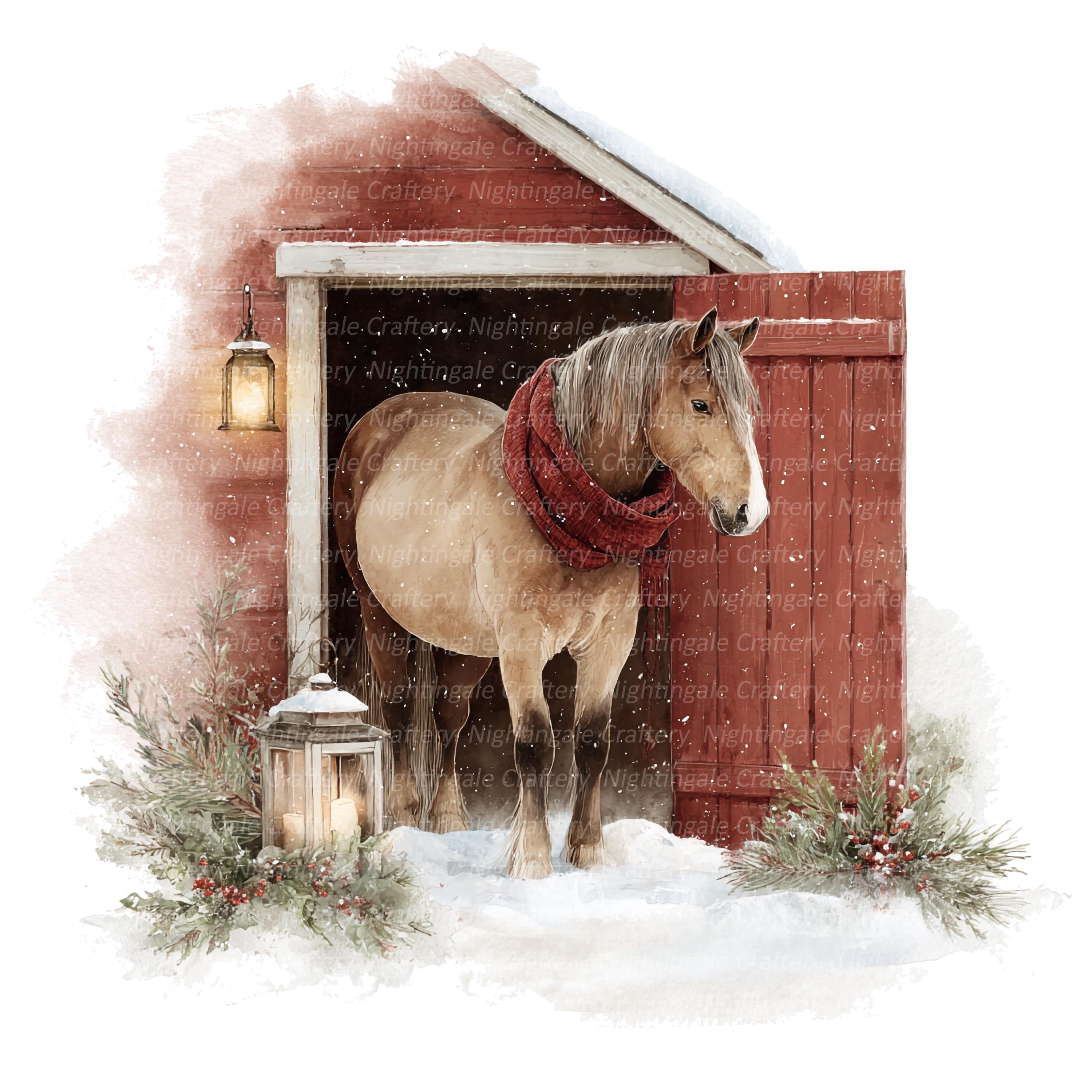10 Christmas Card Design, Cute Farm Animals, Printable Watercolor ...