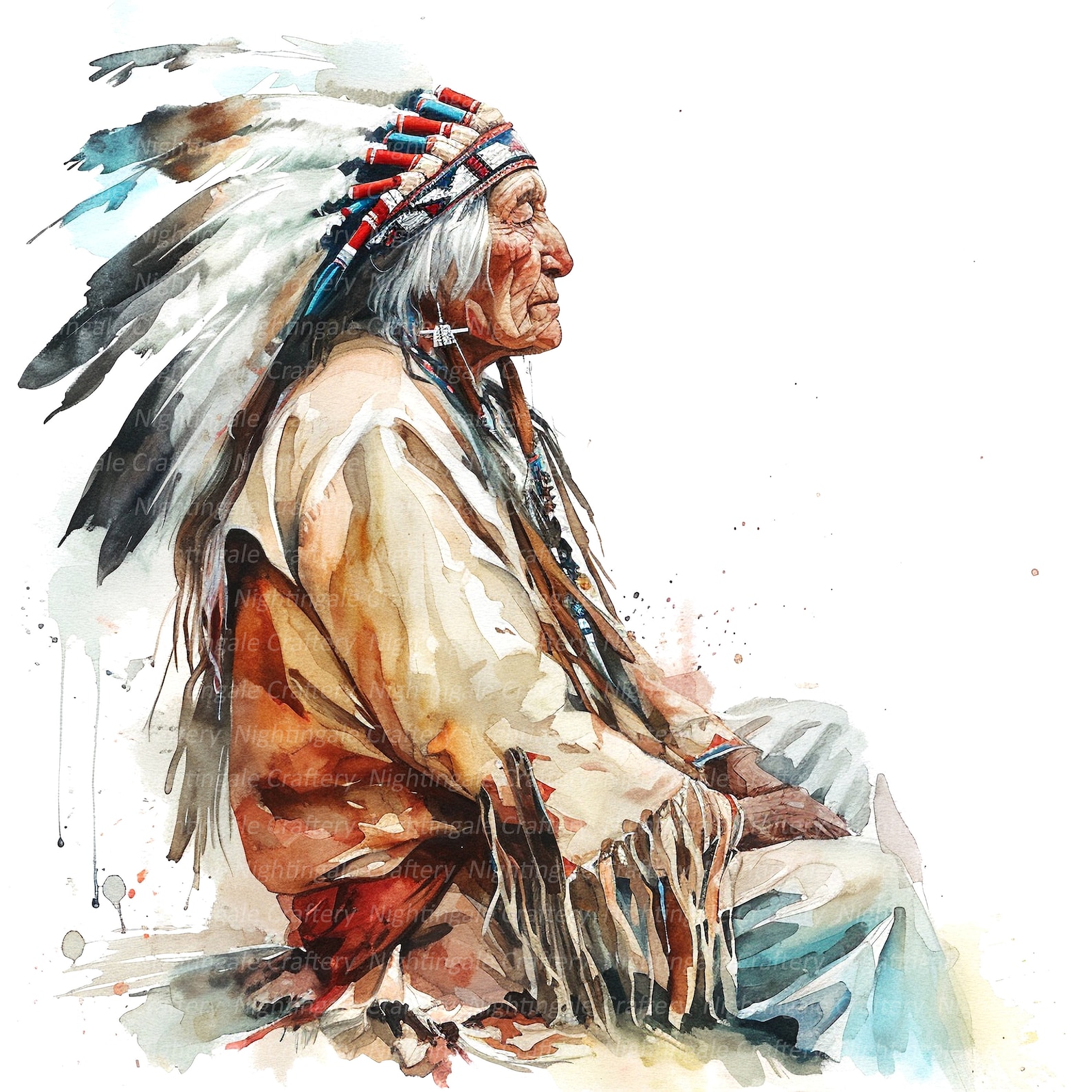 14 Native American Indians Clipart, Shamans, Printable Watercolor ...
