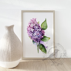 Purple Lilac Printable, Purple Lilac Digital Print, Lilac Watercolor ...