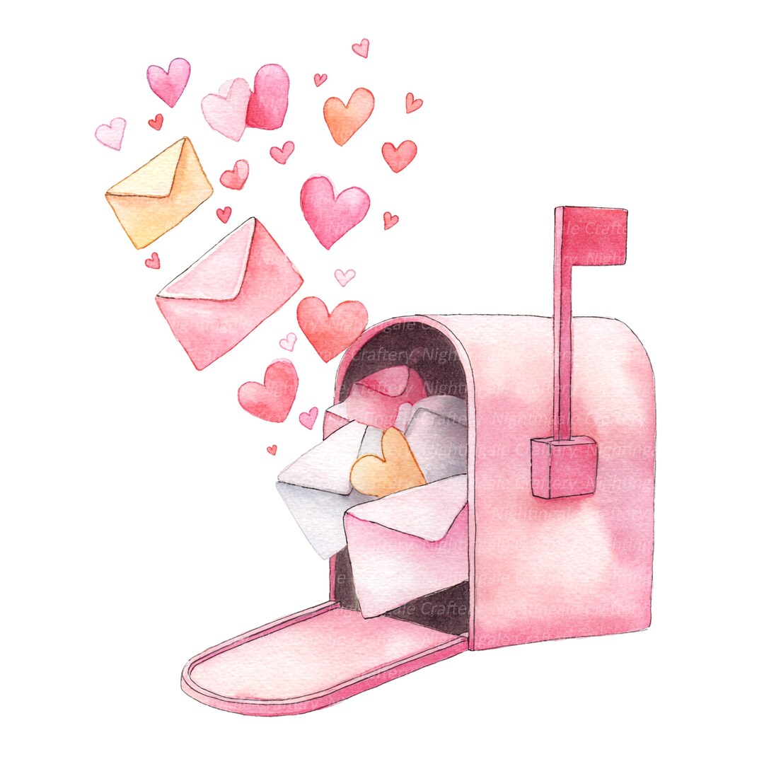8 Valentine Mailbox Clipart, Love Mail, Printable Watercolor Clipart ...