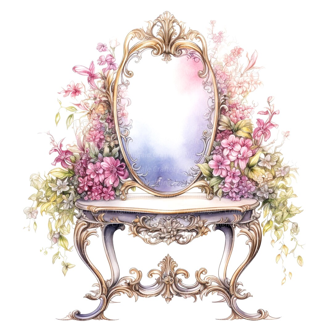 14 Floral Dressing Table Clipart Cosmetic Table Digital - Etsy