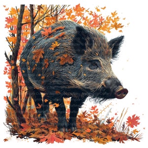 10 Wild Boar in Seasons Clipart, Poster, Printable Watercolor Clipart ...
