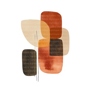 9 Abstract Boho Clipart, Abstract Wall Art, Printable Watercolor ...