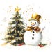 8 Golden Snowman Clipart, Christmas Clipart, Printable Watercolor ...