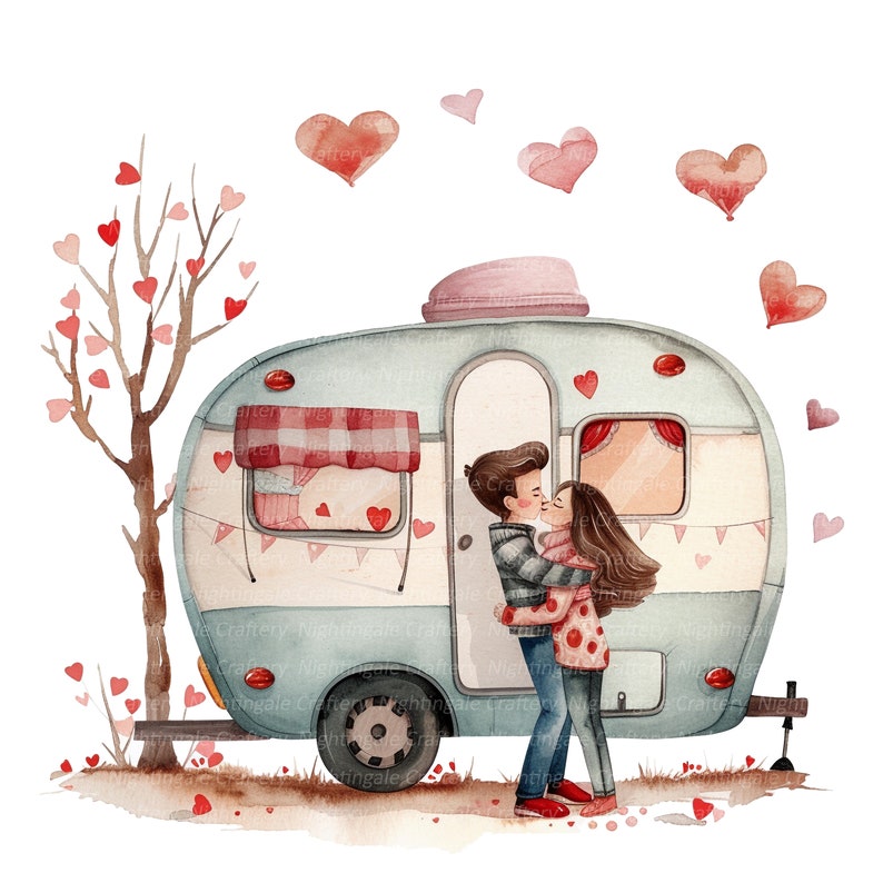 10 Romantic Couple Clipart, Lovers, Trailer, Caravan, Printable ...