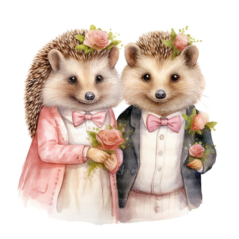10 Cute Hedgehog Wedding Clipart Printable Watercolor - Etsy