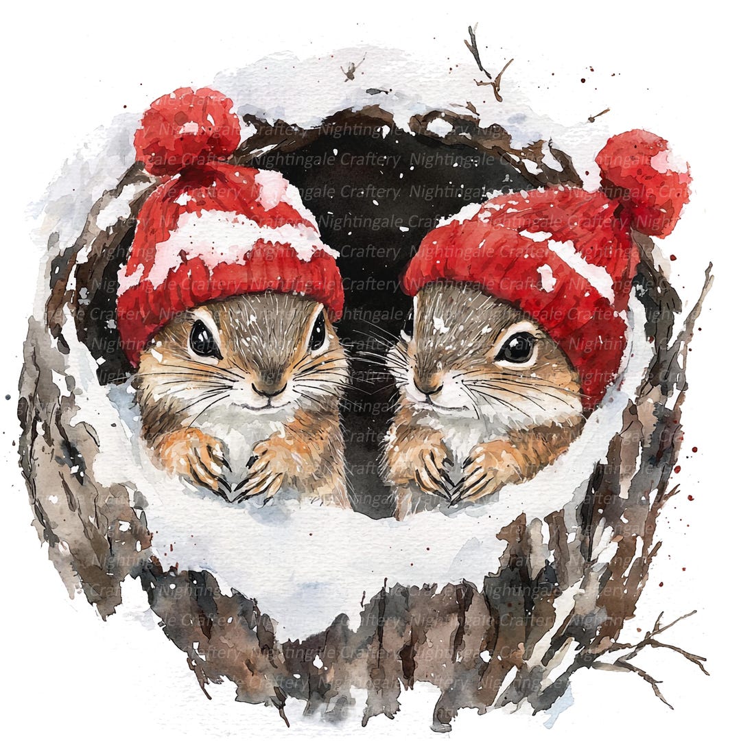 8 Winter Squirrels Clipart, Frozen Squirrel, Printable Watercolor ...