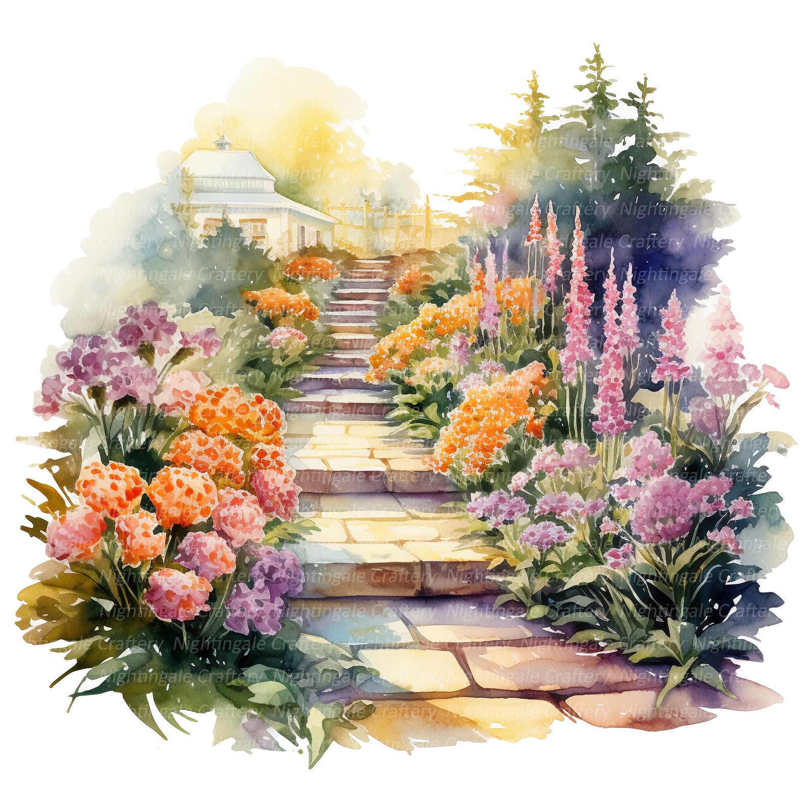 14 Floral Garden Clipart Garden Flowers Printable Watercolor - Etsy