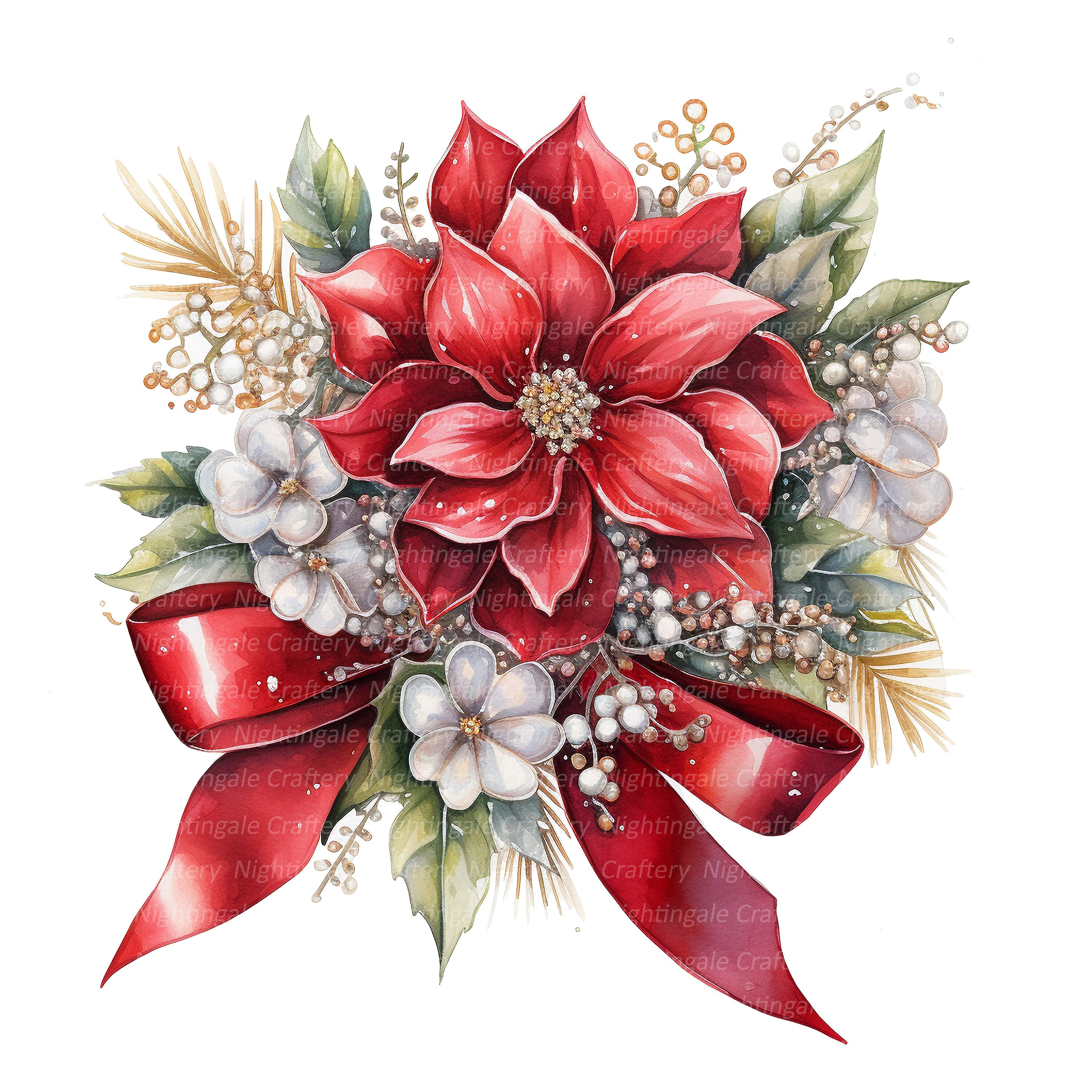 8 Poinsettia Decor Clipart, Christmas Clipart, Digital Clipart ...