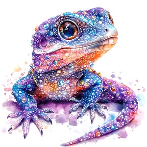 12 Jeweled Lizard Clipart, Printable Lizard, Printable Watercolor ...