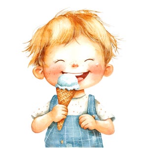 9 Kid Ice Cream Clipart, Cartoon Ice Cream, Printable Watercolor ...