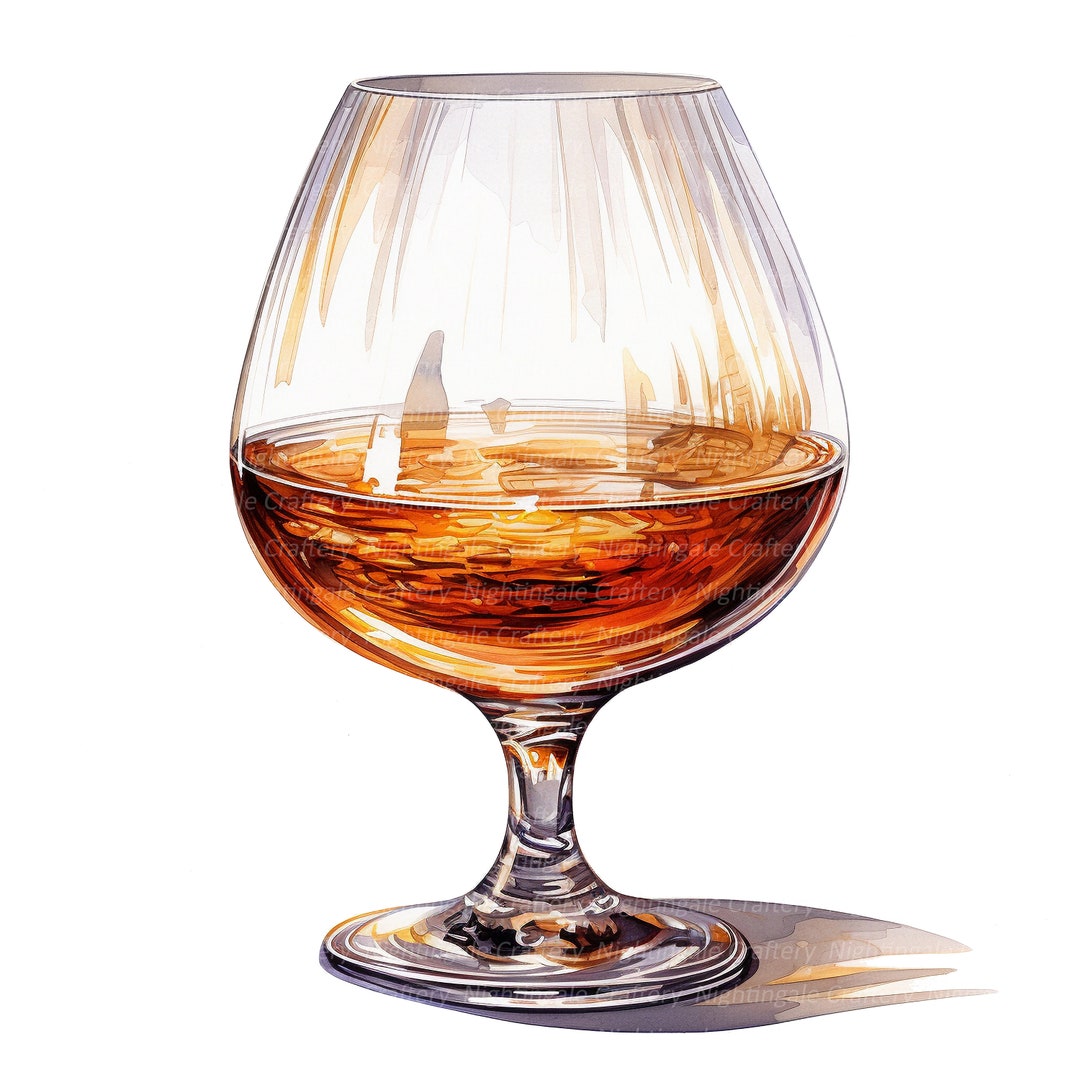 12 Cognac Glasses Clipart, Brandy Glasses Clipart, Printable Watercolor ...