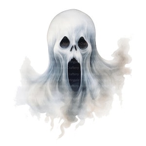 12 Scary Ghost Clipart, Printable Watercolor Clipart, High Quality Jpgs ...