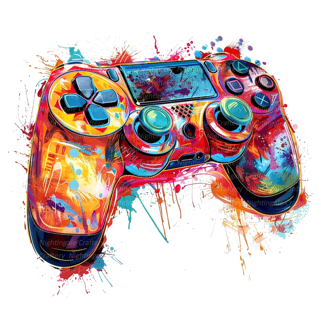 11 Game Controller Clipart, Coloured Game Console, Printable Watercolor ...