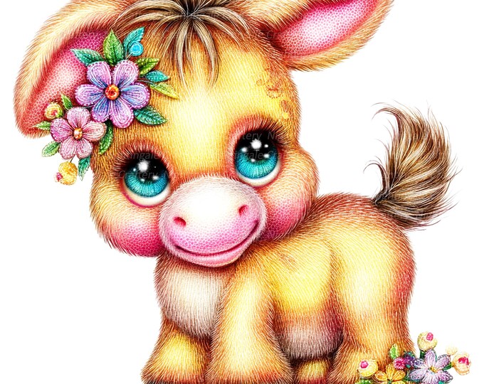 Donkey Clipart, Watercolor Donkey Clipart Digital Paper Commercial Use ...