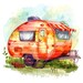 9 Cartoon Trailer Clipart, Camping Trailer, Printable Watercolor ...