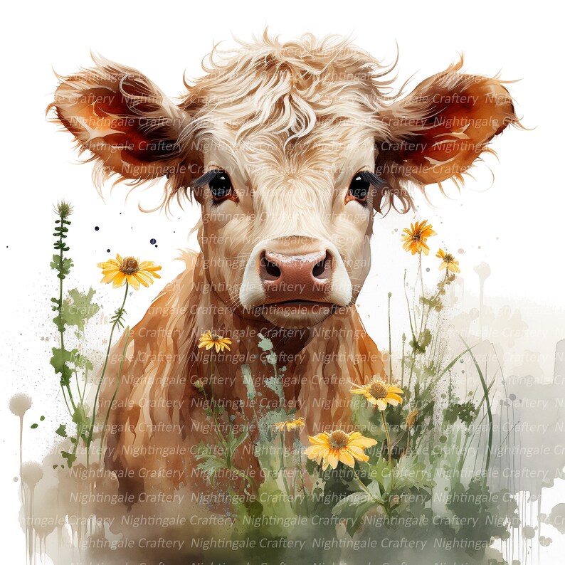 Cow Calf Clipart Farm Clipart Printable Watercolor Clipart - Etsy