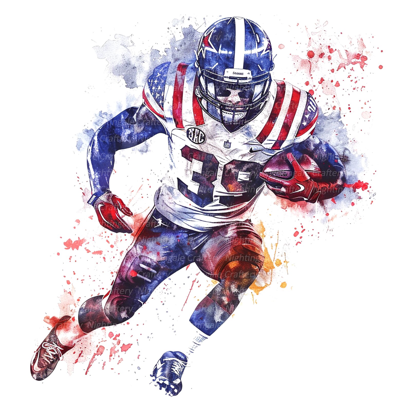 10 American Football Clipart, Football Player, Printable Watercolor ...