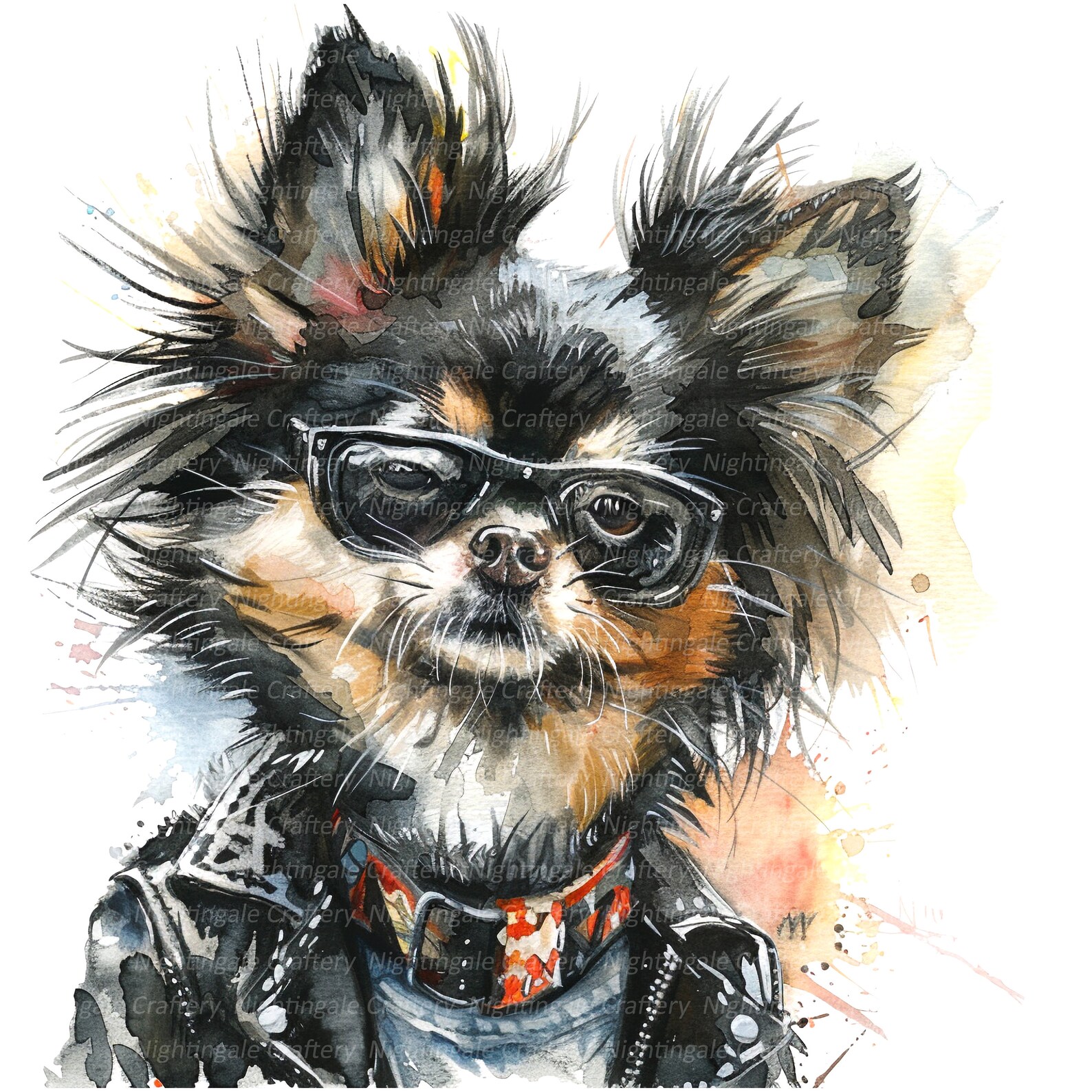 12 Dog Punk Clipart, Punk Rock Clipart, Printable Watercolor Clipart ...