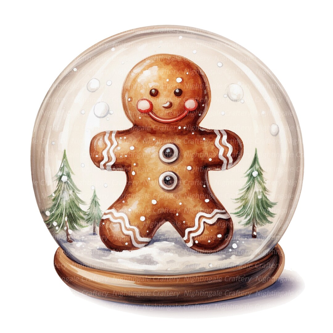 10 Gingerbread Christmas Snow Globe Clipart, Christmas Snowglobe ...
