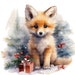 12 Christmas Fox Clipart, Baby Fox, Little Fox, Printable Watercolor ...