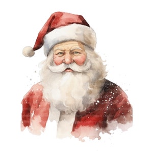 10 Christmas Santa Claus Clipart, Printable Watercolor Clipart, High ...