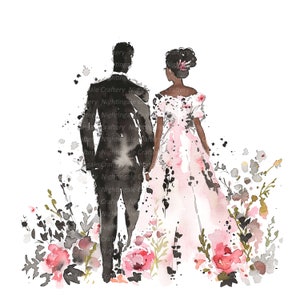 12 Abstract Wedding Couple Clipart, Printable Watercolor Clipart, High ...