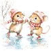 10 Cute Mice Skating Clipart, Ice Skating, Printable Watercolor Clipart ...