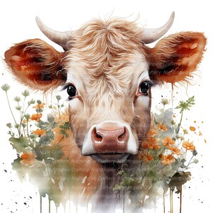 Cow Calf Clipart, Farm Clipart, Printable Watercolor Clipart, 10 High ...