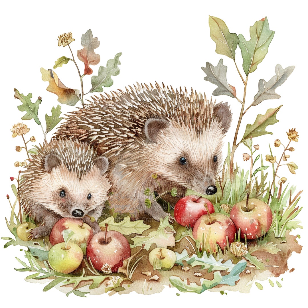 12 Hedgehog Family Clipart, Hedgehog Clipart, Printable Watercolor ...