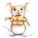 8 Mouse and Present Clipart, Birthday Card, Printable Watercolor ...