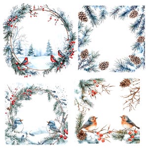 16 Christmas Frames Clipart, Christmas Card Border, Printable ...