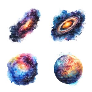 20 Stars Galaxies Planets Clipart, Watercolor Clipart, High Quality ...
