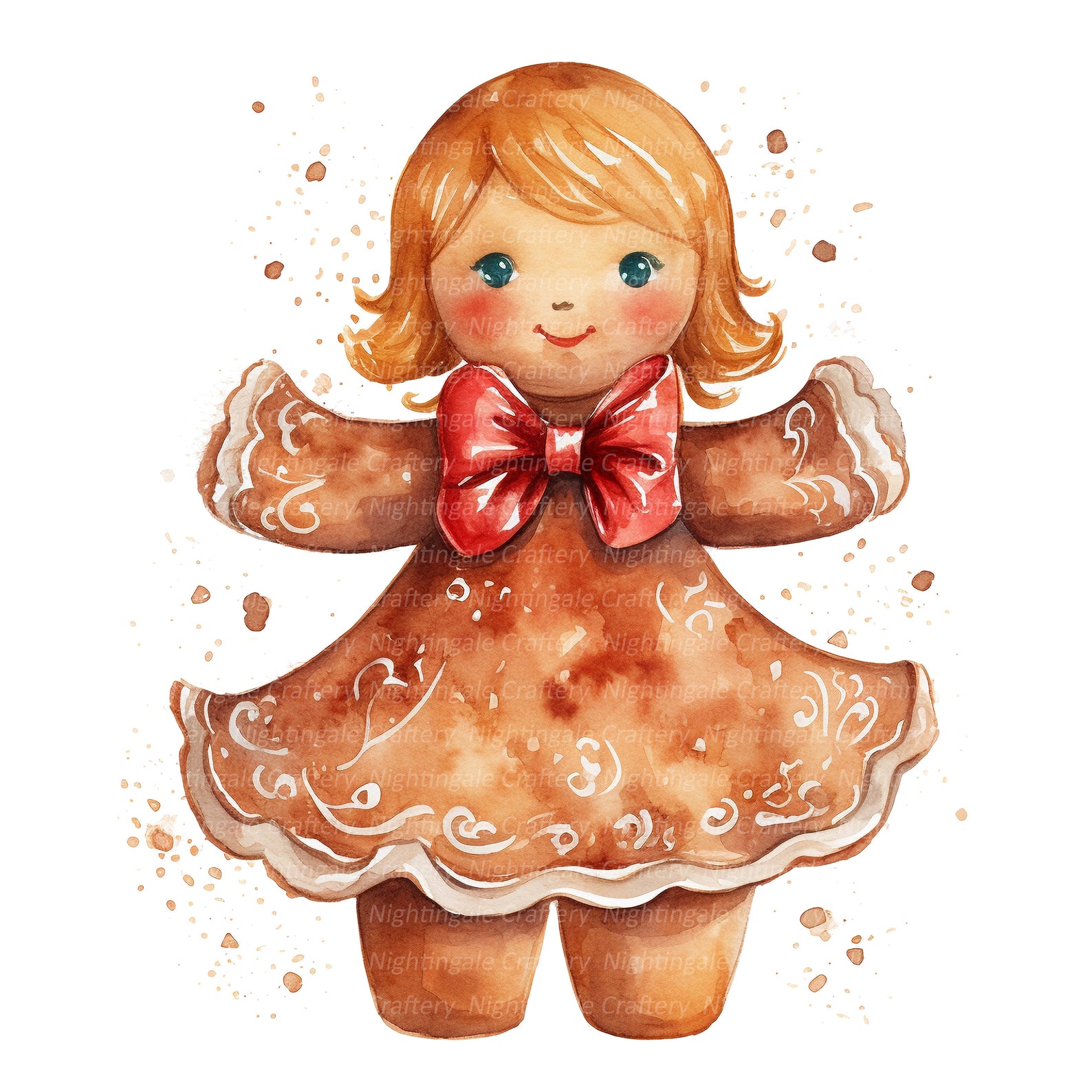 14 Gingerbread Girl Clipart, Christmas Clipart, Printable Watercolor ...