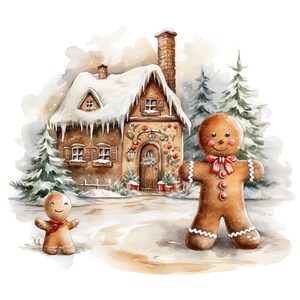 12 Gingerbread House and Man Clipart, Christmas Clipart, Printable ...