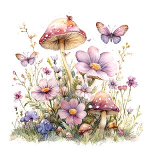 10 Magic Flowers Clipart, Enchanted Flowers, Printable Watercolor ...