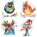 16 Whimsical Birds Clipart, Christmas Birds, Digital Clipart ...