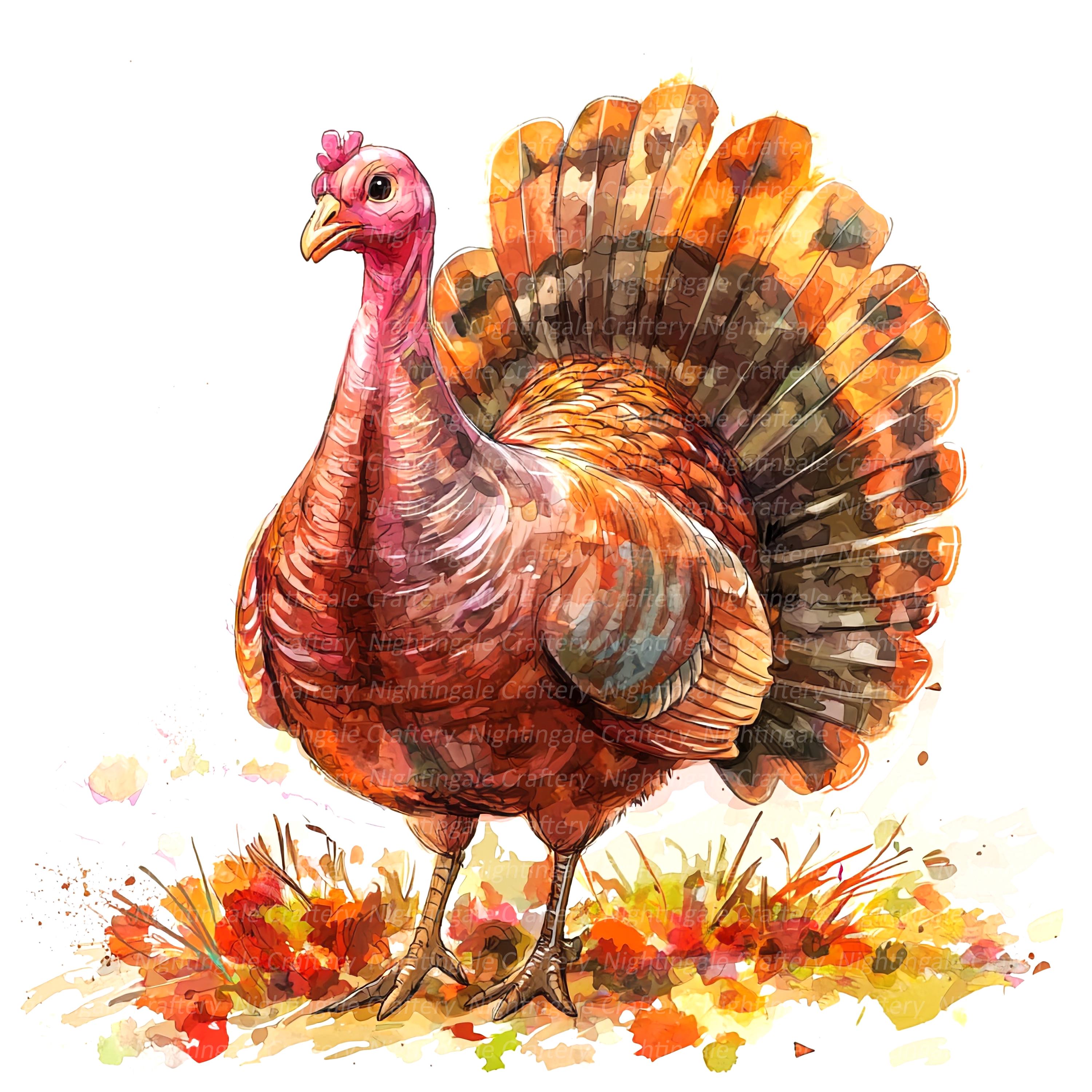 10 Thanksgiving Turkey Clipart, Thanksgiving Print, Printable ...