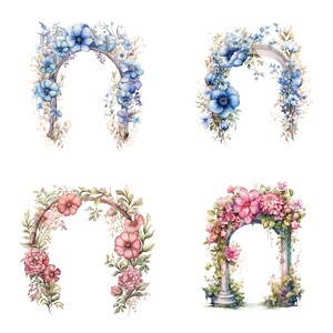 20 Floral Arch Clipart, Arch of Flowers, Printable Watercolor Clipart ...