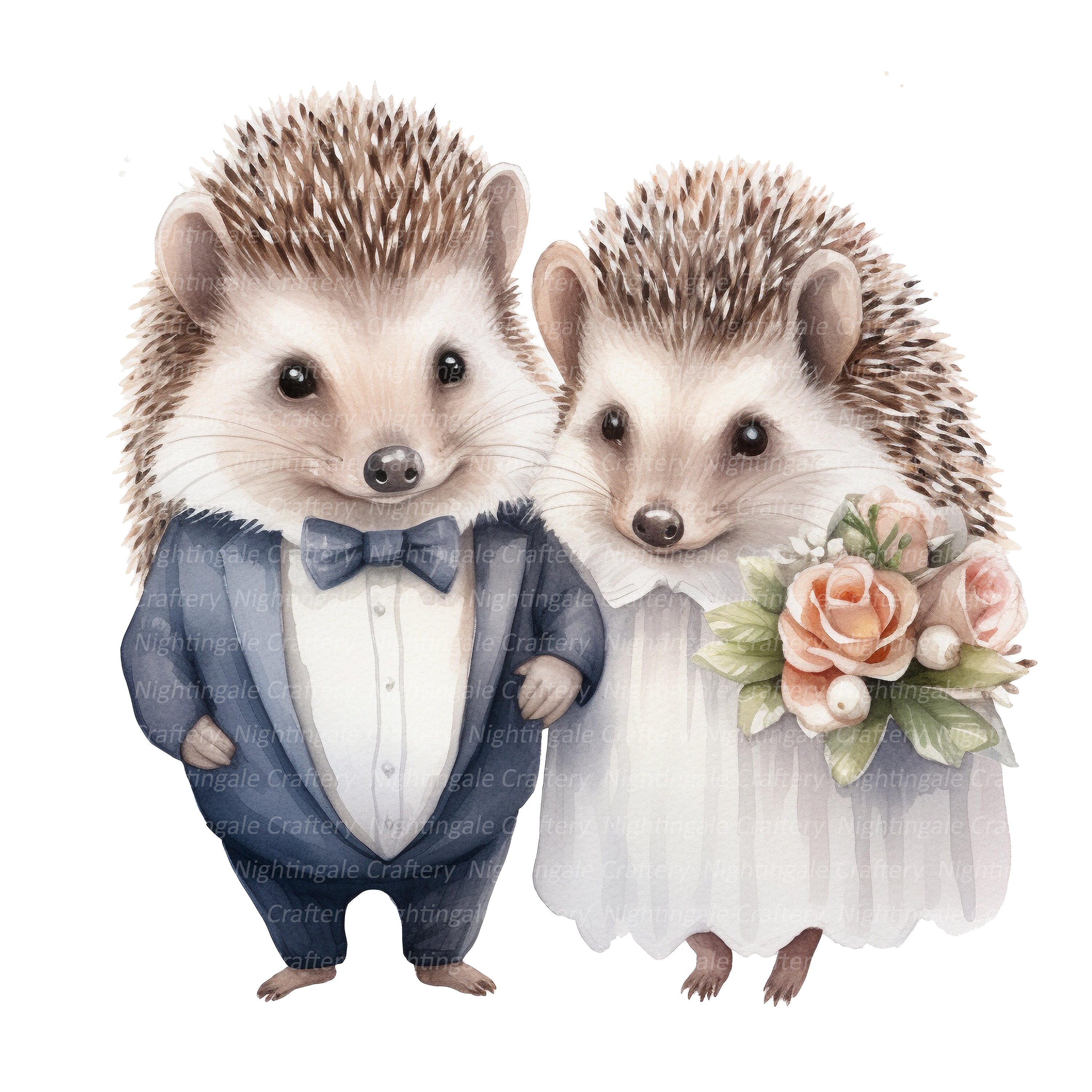 10 Cute Hedgehog Wedding Clipart Printable Watercolor - Etsy