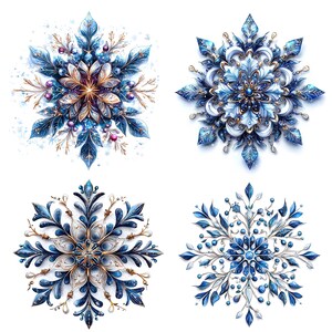 16 Abstract Snowflakes Clipart, Christmas Print, Printable Watercolor ...