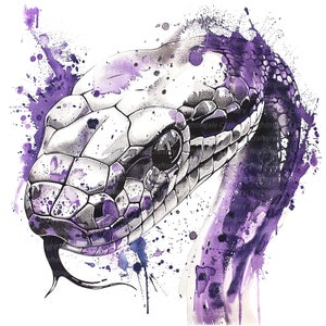 8 Purple Snake Clipart, Snake Eyes, Cobra Print, Printable Watercolor ...
