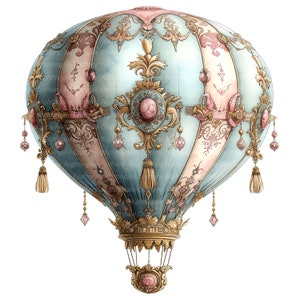 14 Hot Air Balloon Clipart, Victorian Vintage Balloon, Printable ...