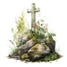 14 Floral Grave Cross Clipart, Cemetery Cross, Printable Watercolor ...