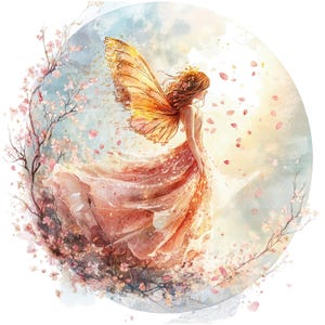 10 Floral Fairy Clipart, Spring Fairy Clipart, Printable Watercolor ...