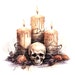 12 Halloween Skull Clipart, Candles Clipart, Printable Watercolor ...