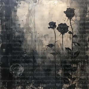18 Dark Roses Misty Background Papers, 12 X 12 Digital Paper Pack, Junk ...