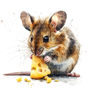 10 Mouse With Cheese Clipart, Printable Watercolor Clipart, High ...