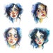 16 Woman Face Clipart, Woman Emotions Clipart, Printable Watercolor ...